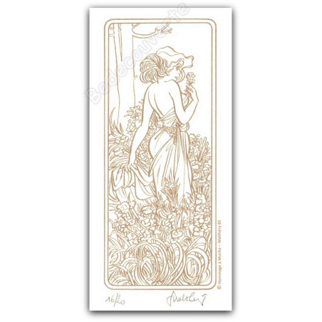 Affiche Walthéry - Natacha Hommage à Alfons Mucha Brun BD - Bédécouverte