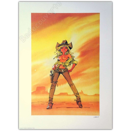 Affiche Dany - Pin-up Cowboy Image 21 Signé BD - Bédécouverte